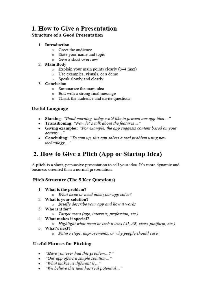 Project Pitch Presentation Guide | PDF