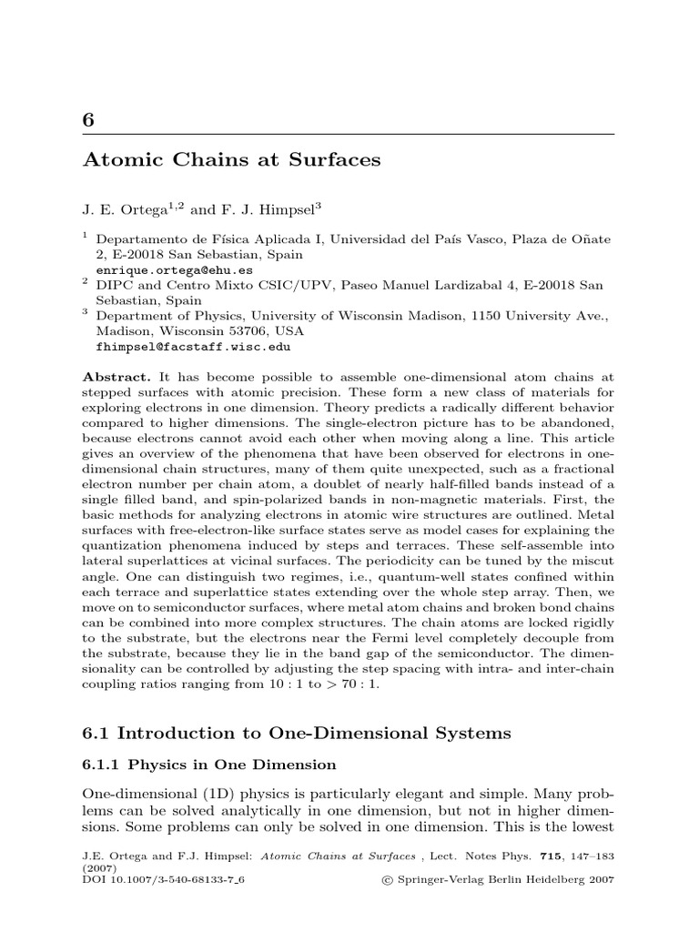 (6) Atomic Chains at Surfaces | PDF | Photoelectric Effect | Electron