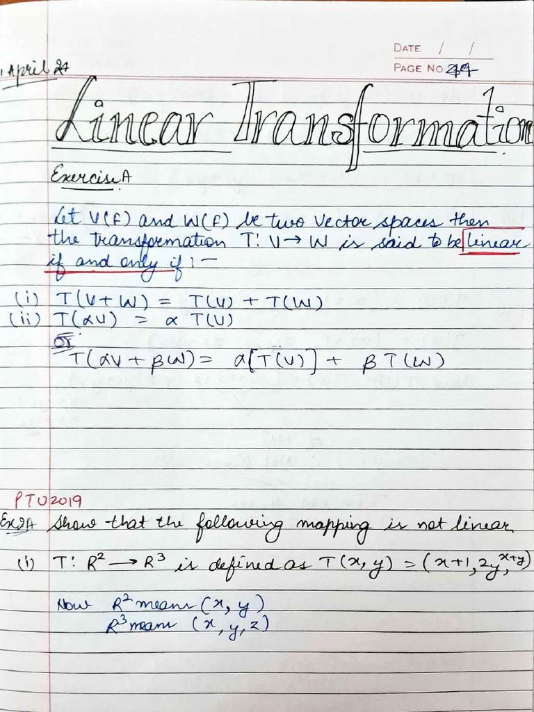 UNIT-4 Linear Transformation | PDF