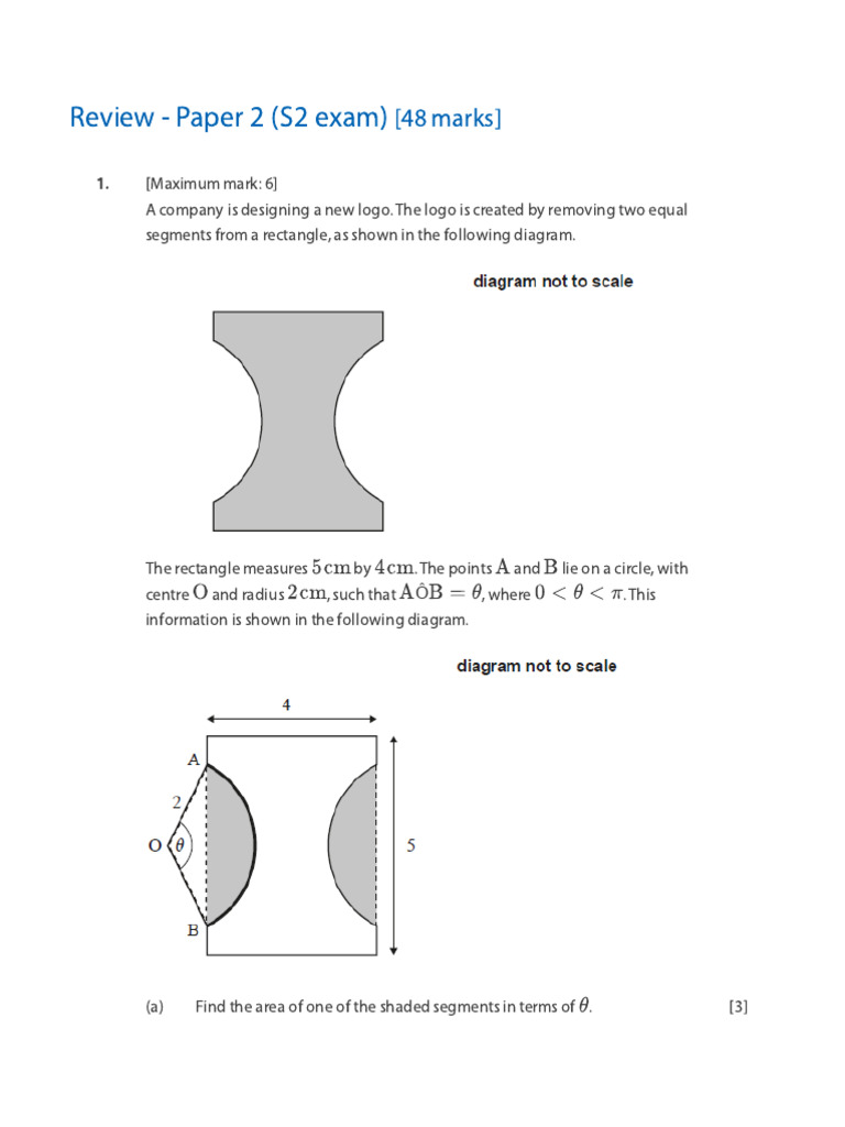 Review 2 - Paper 2 (S2 Exam) (QP) | PDF | Elementary Geometry ...