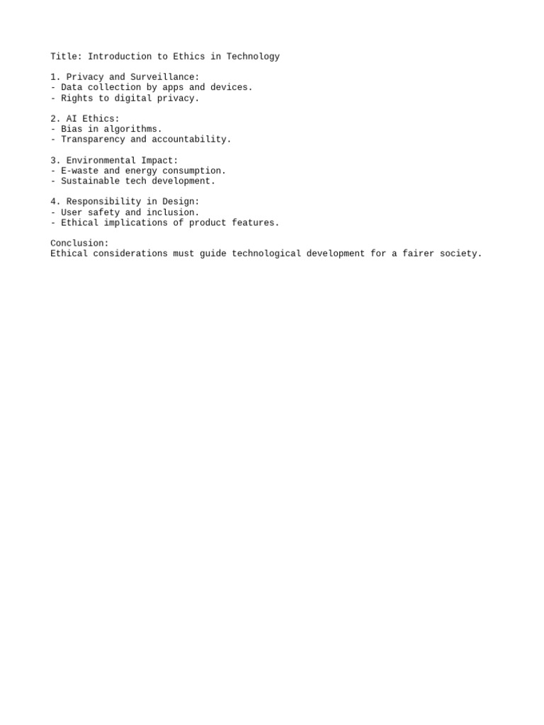 Introduction To Ethics in Technology | PDF
