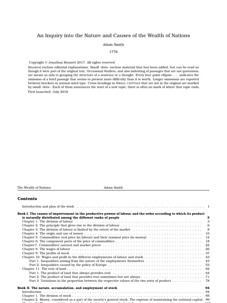 An Inquiry Into The Nature and Causes of The Wealth of Nations | PDF | The Wealth Of Nations ...