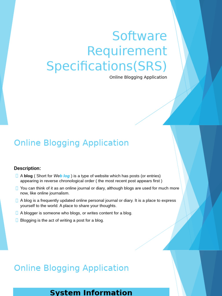 Online Blogging Application - PHP Basic - Final Project (SRS) | PDF | Blog | World Wide Web