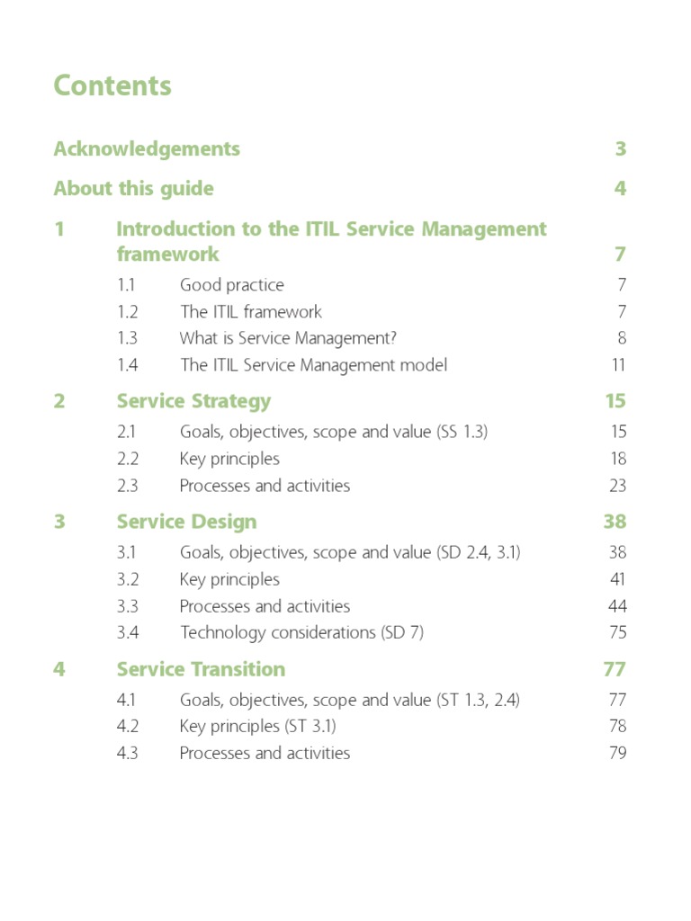 ITIL V3 Foundation Handbook Contents | PDF