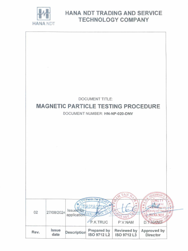 7.6 HN-NP-020-DNV - MT Procedure - Rev 2 | PDF