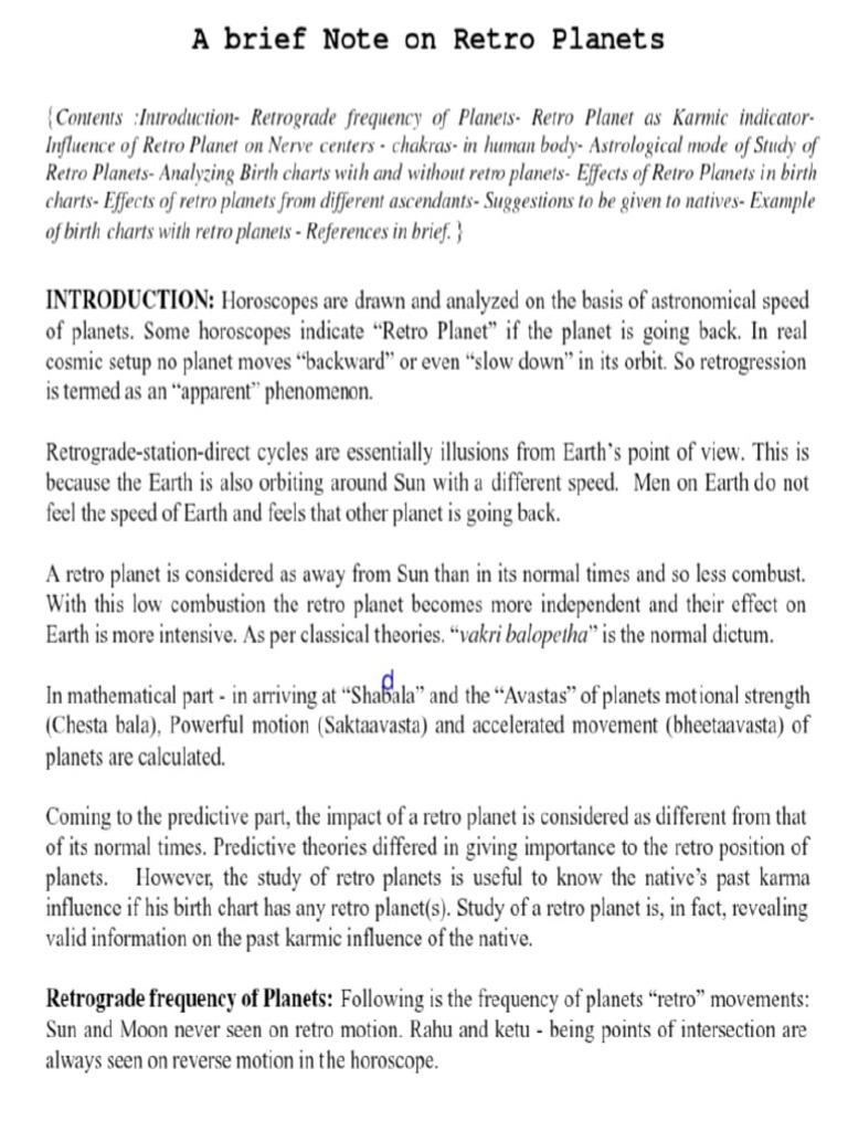 Retro Planets Notes | PDF
