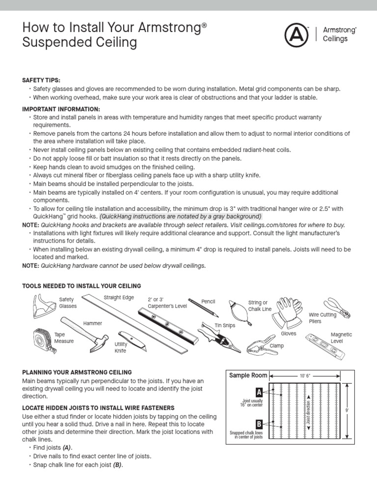 Armstrong Drop Ceiling Installation Guide | PDF | Ceiling ...