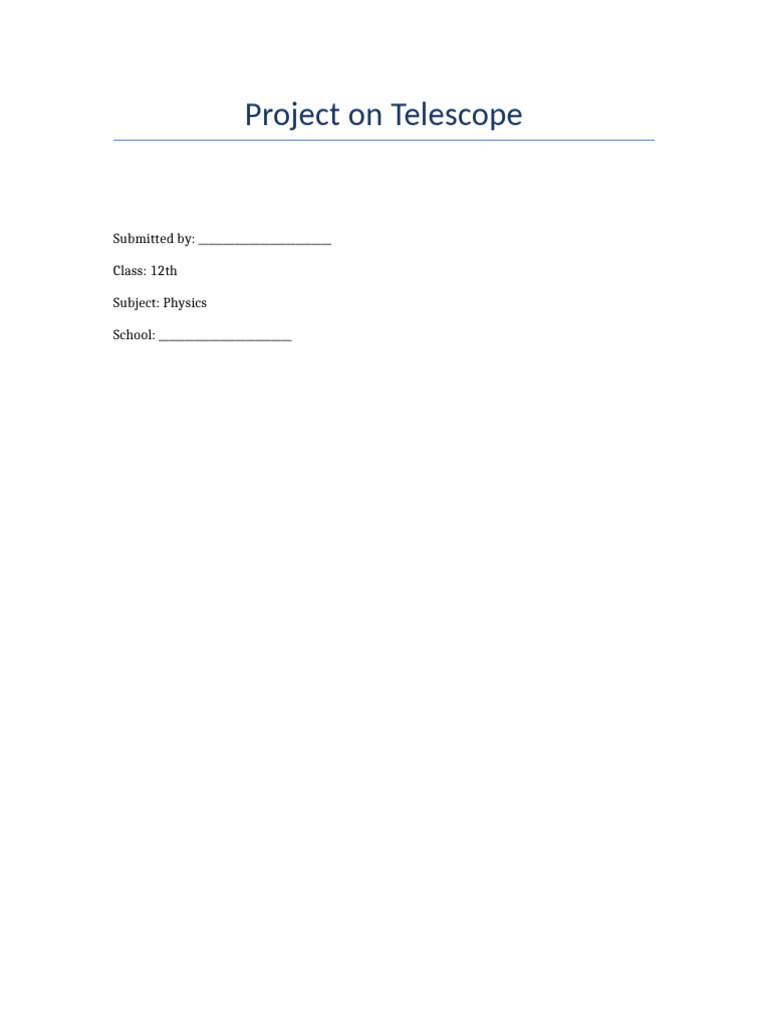 Class 12 Telescope Project Guide | PDF