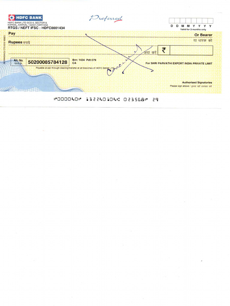 Speipl HDFC Cancelled Cheque | PDF