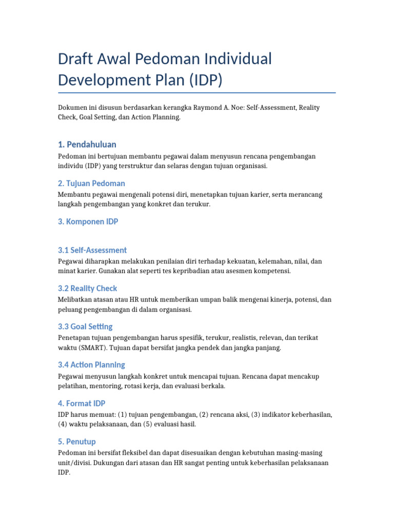 Draft Pedoman IDP | PDF