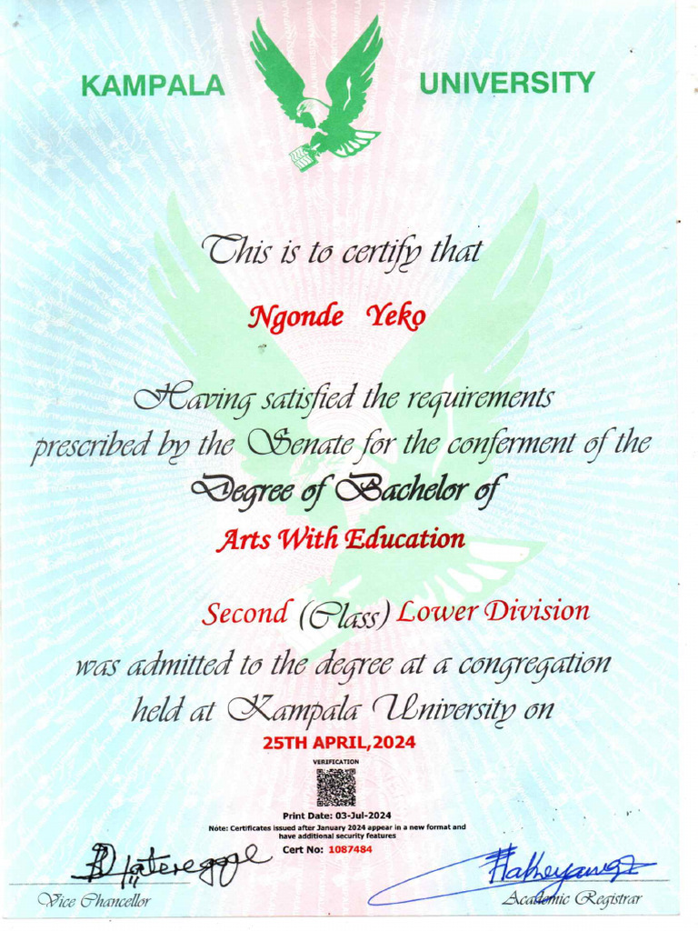 Degree Certificate | PDF