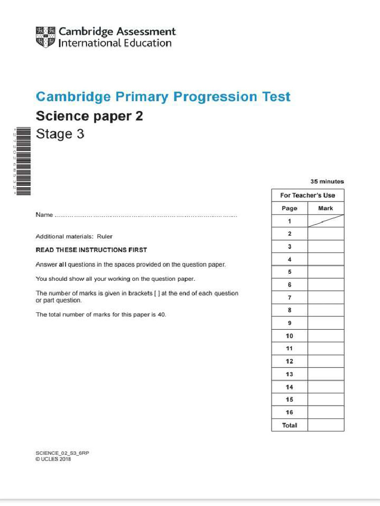 Science Paper 2 2018 | PDF