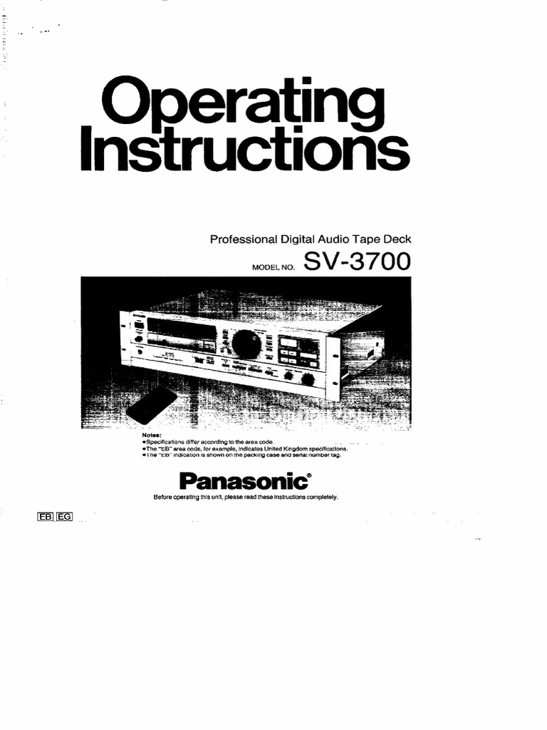 Panasonic SV-3700 | PDF