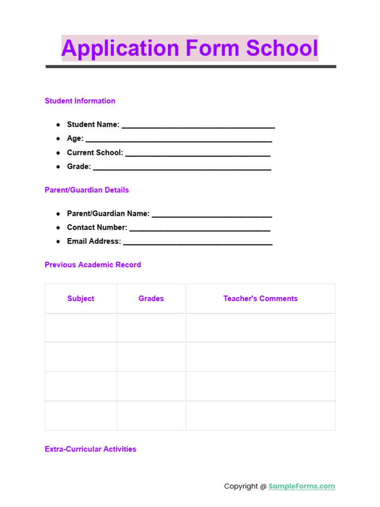 Application Form School | PDF