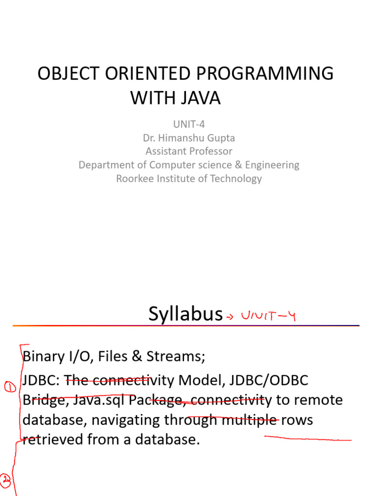 Object Oriented Programming With Java | PDF | Software Development | Databases