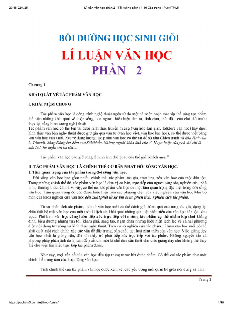 Lí luận văn học phần 2 - Tải xuống sách - 1-46 Các trang - PubHTML5 | PDF