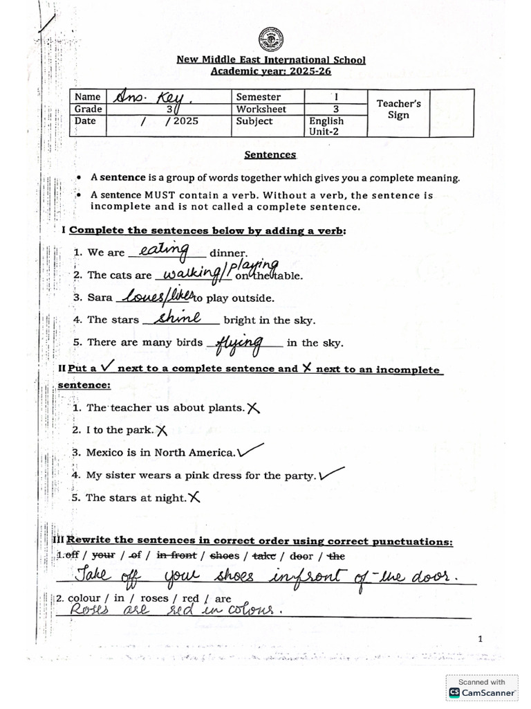 Eng-Unit 2-Worksheet 3 Ans Key | PDF
