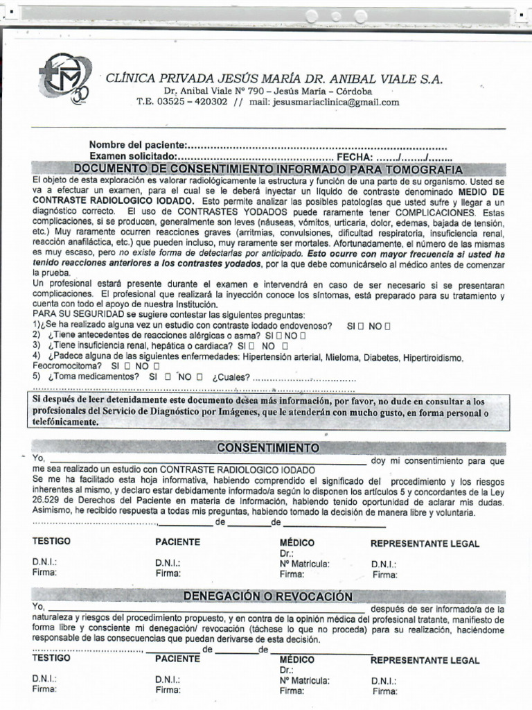 Consentimiento Tac | PDF