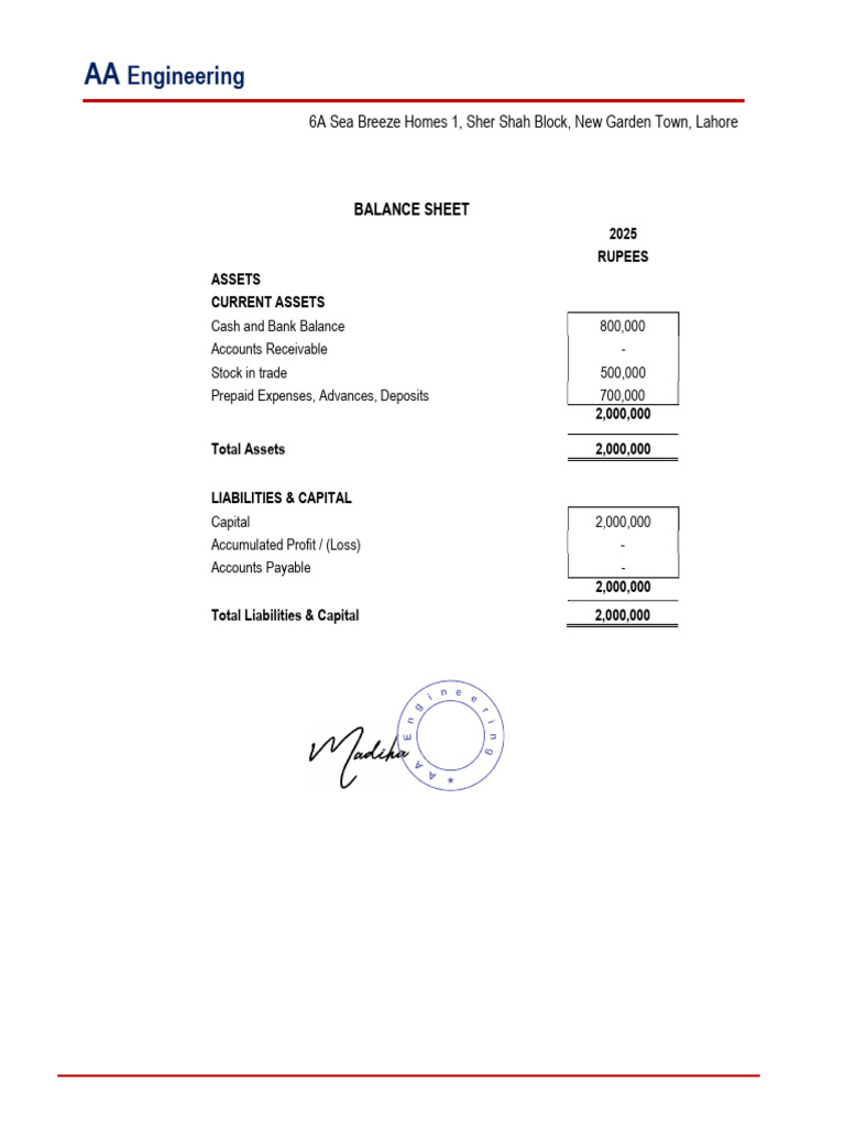 Balance Sheet Signed & Stamped | PDF