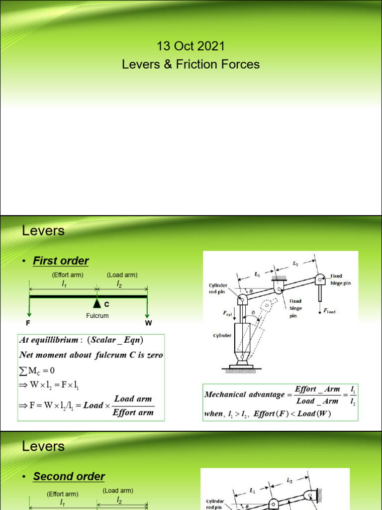 Mechanism - Lever and Friction Forces | PDF | Force | Friction