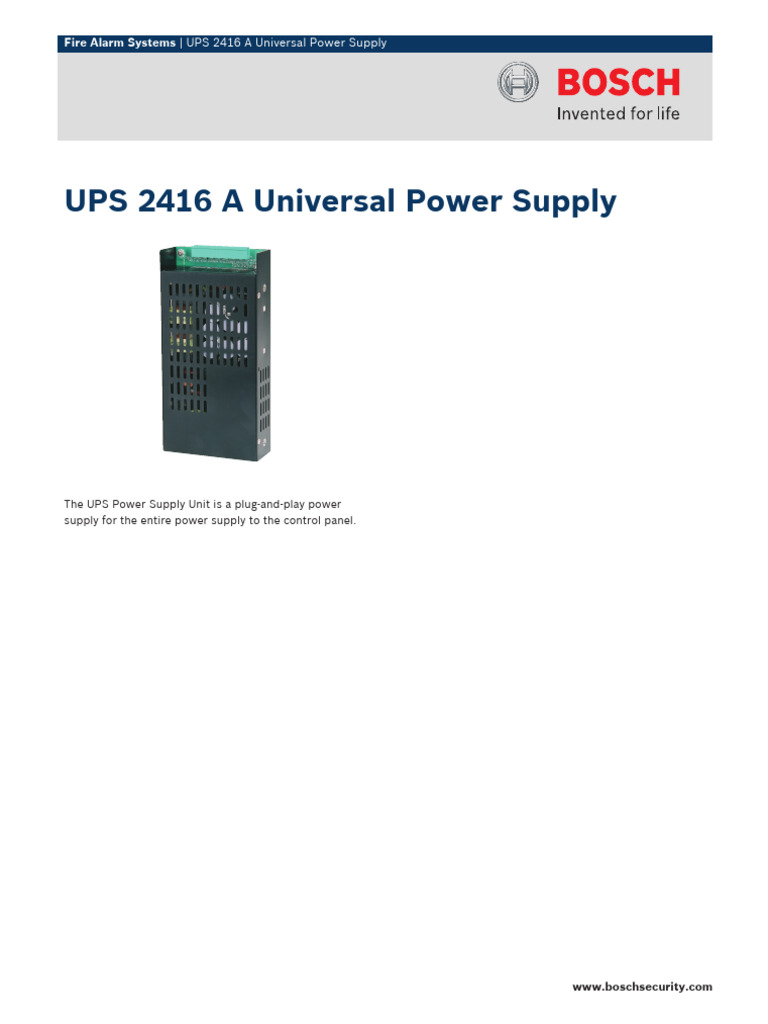 UPS 2416 A - Data - Sheet - enUS - 1236205707 | PDF | Power Supply | Mains Electricity