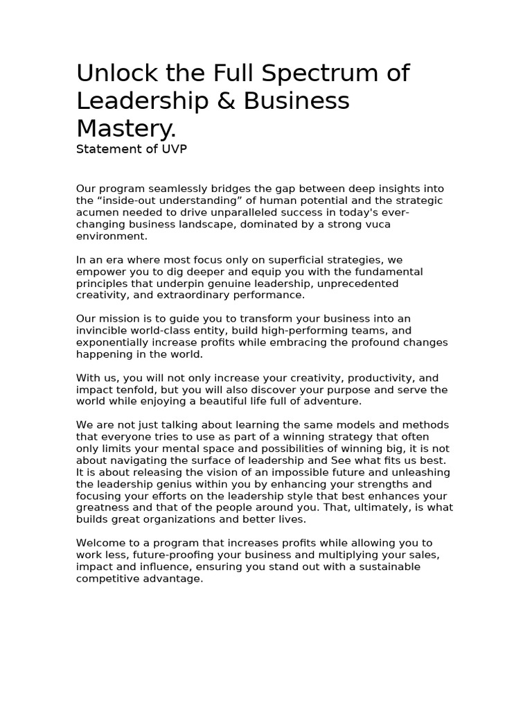 Unlock the Full Spectrum of your Leadership genius | PDF | Leadership ...