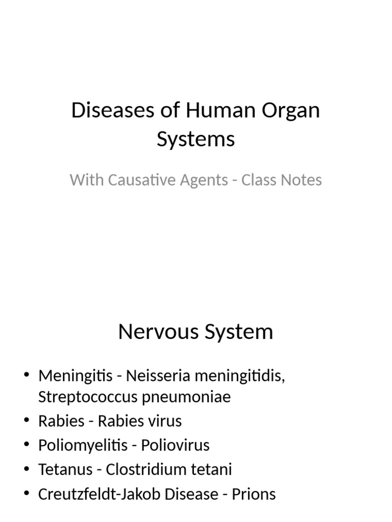 Human Organ System Diseases & Agents | PDF