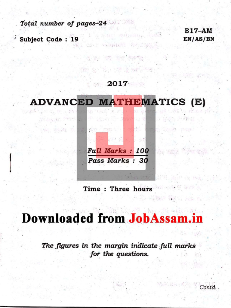 Advance Mathematics 2017 | PDF
