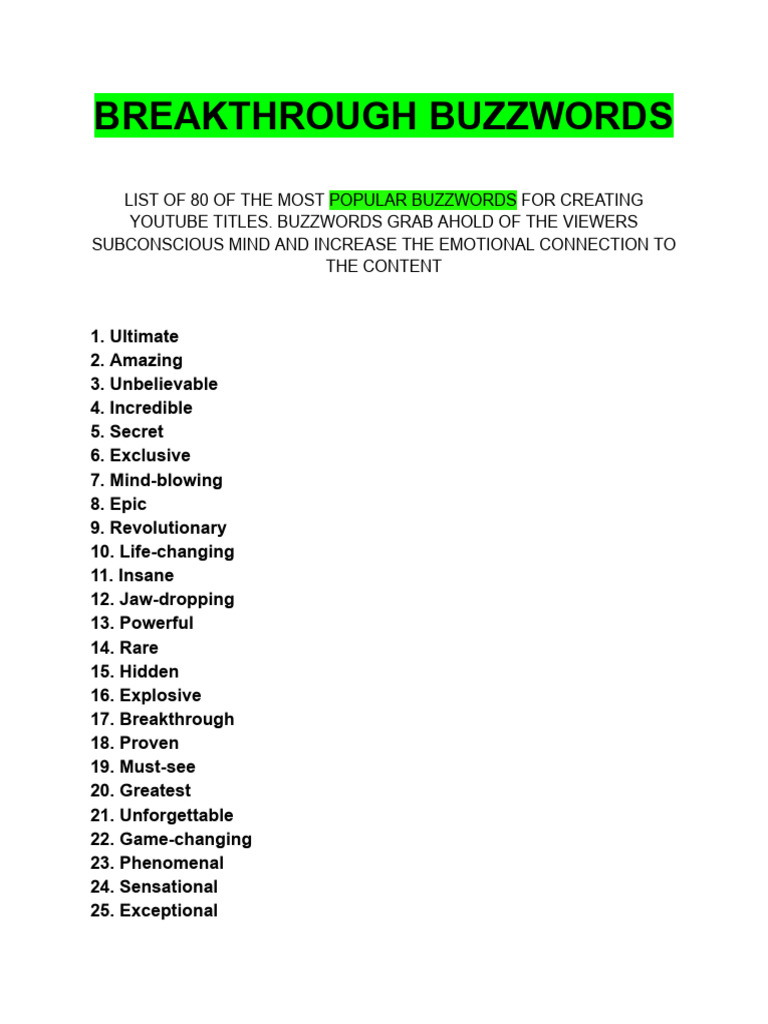 02 Breakthrough Buzzwords | PDF