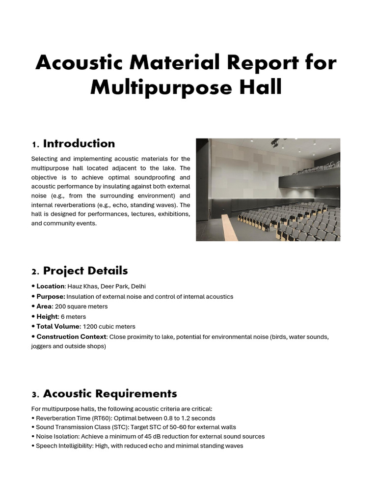 Acoustic Treatment Report | PDF | Acoustics | Sound