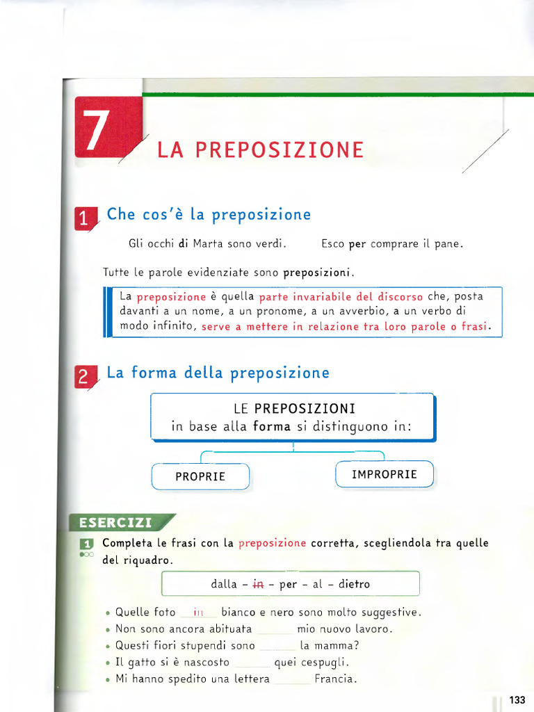 La Preposizione | PDF