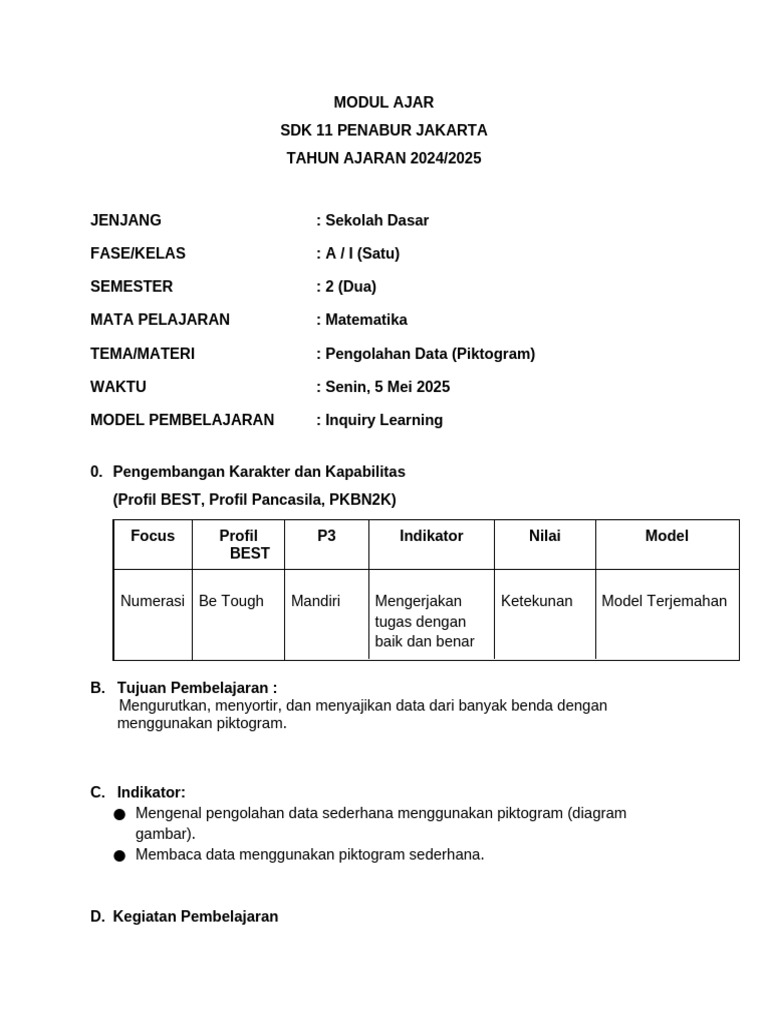 Pembelajaran Piktogram Matematika SD | PDF