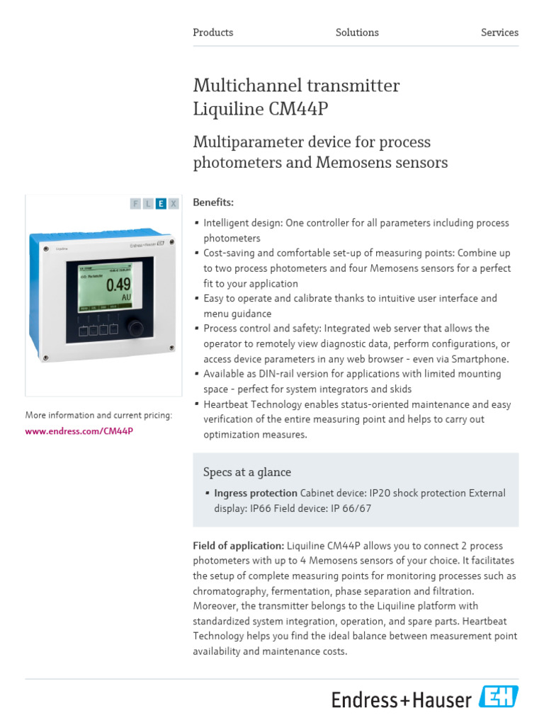 Endress-Hauser Liquiline CM44P EN | PDF | Sensor | Computer Science