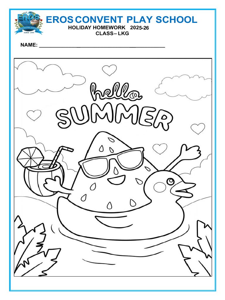 LKG Holiday Homework 2025 - 26 | PDF | Worksheet