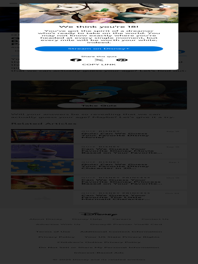 Disney Quiz: Guess Your Age | PDF