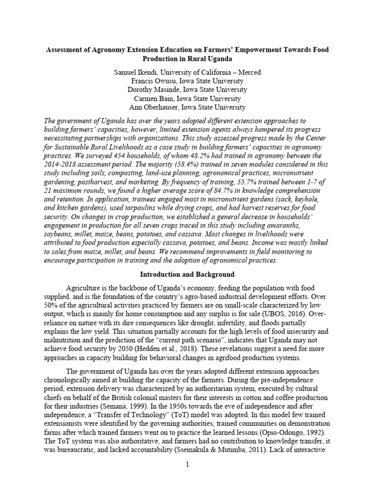 Assessment of Agronomy Extension Educati | PDF | Learning | Attitude ...