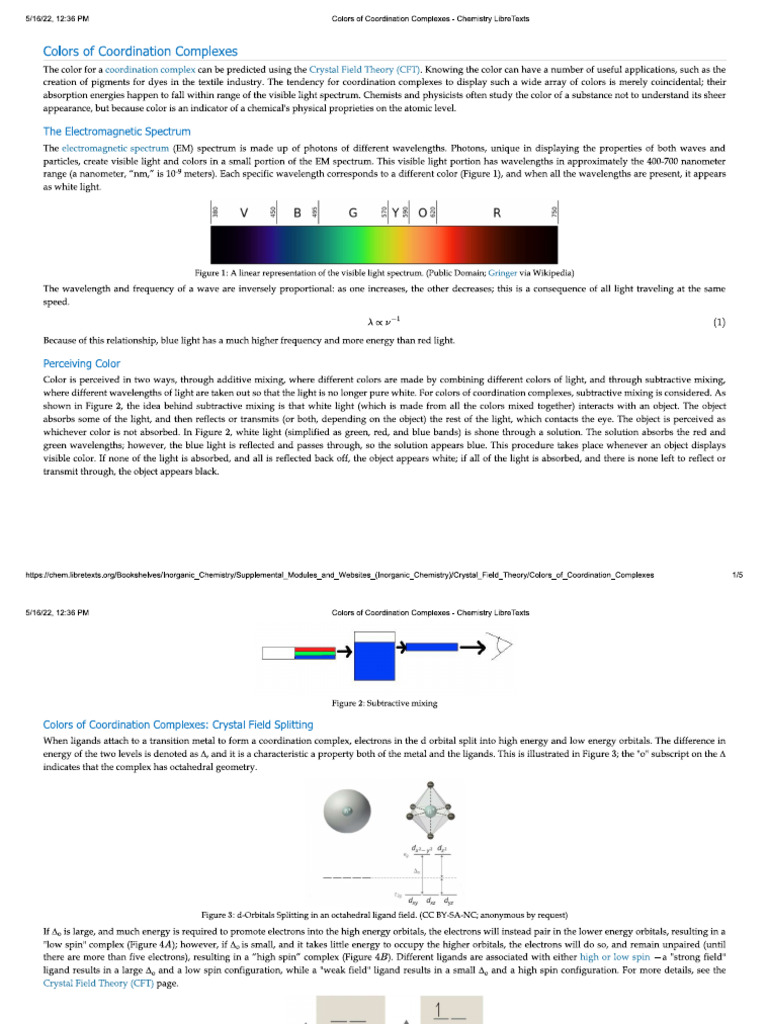 Colors of Coordination Complexes - Chemistry LibreTexts | PDF