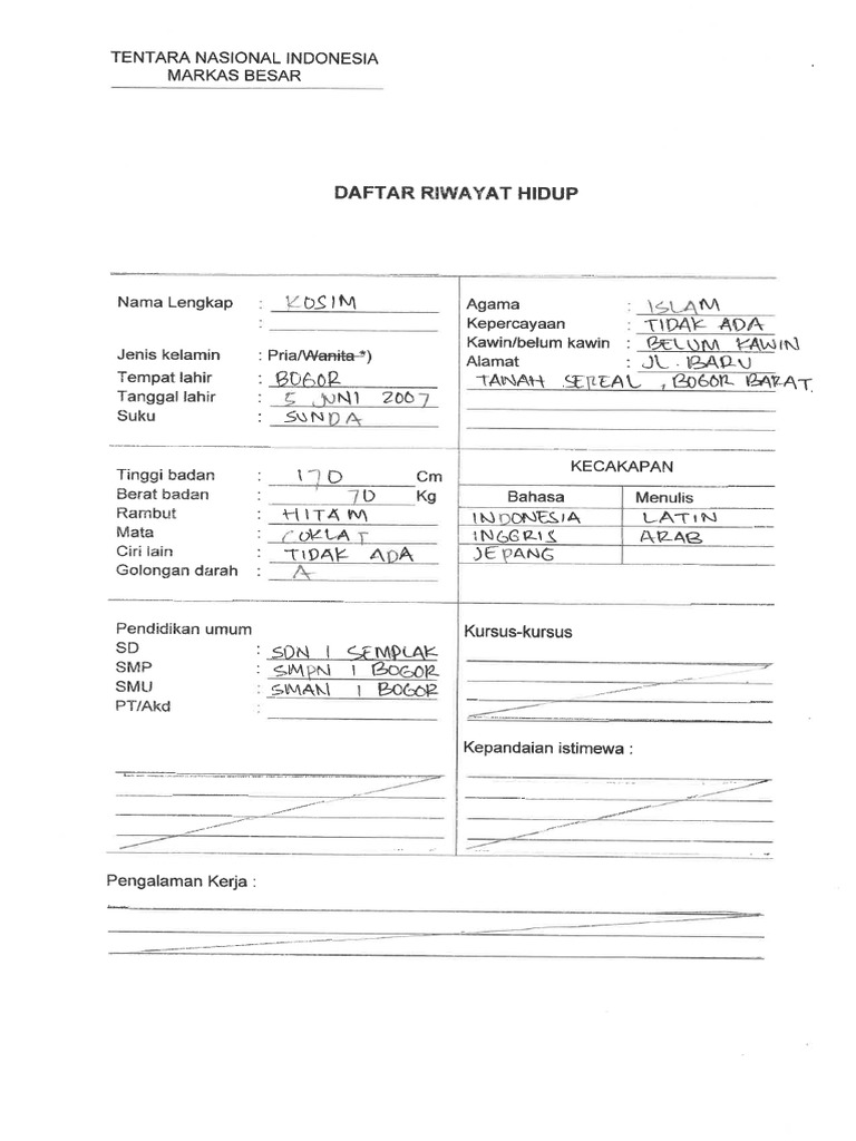 Contoh Blanko FC Leg Taruna | PDF