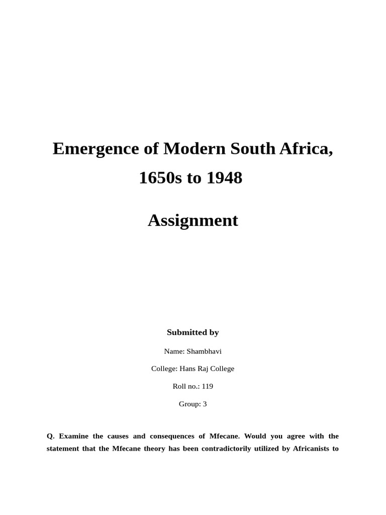 Shambhavi South Africa Assignment | PDF | Zulu Kingdom | Southern Africa