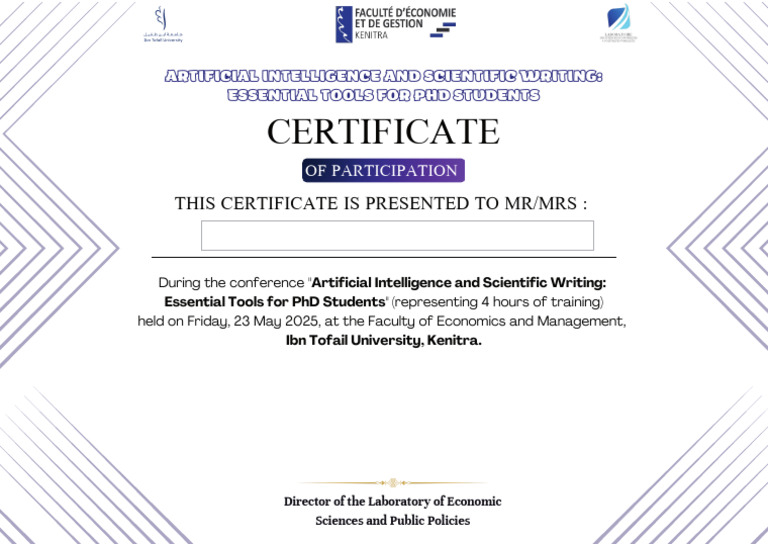 Certificate of participation _ Conference AI | PDF