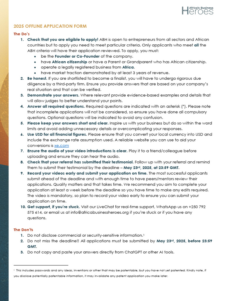 Application Form 2025 en | PDF