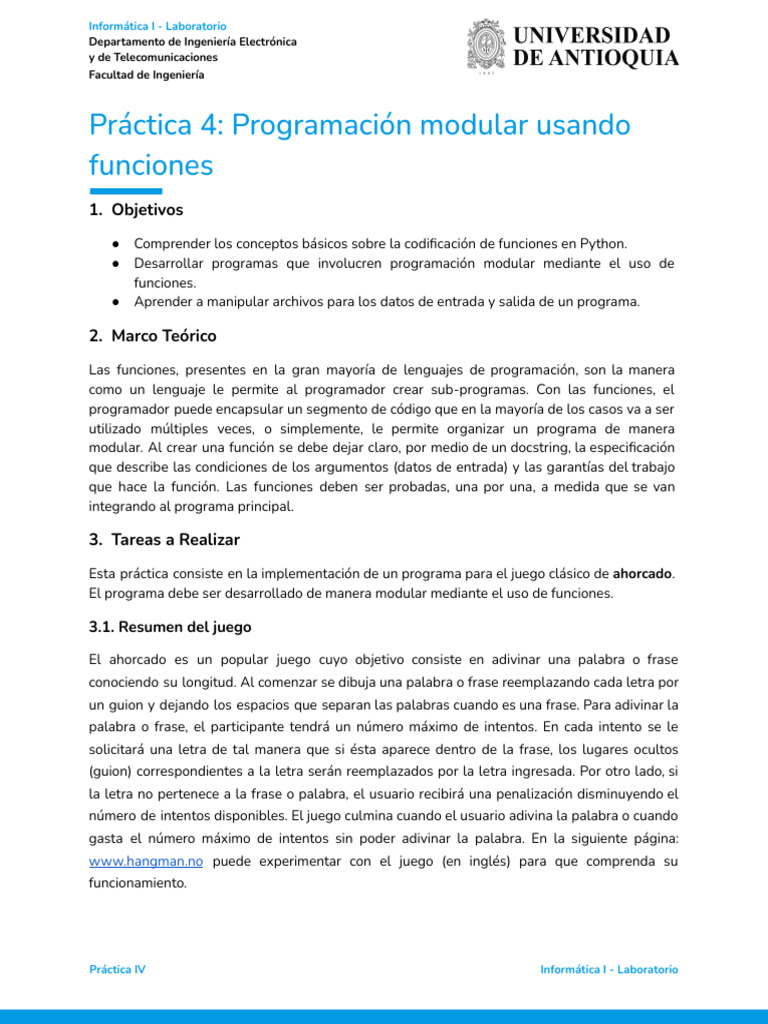Guia Lab 4 - Ahorcado | PDF | Archivo de computadora | Programación de computadoras