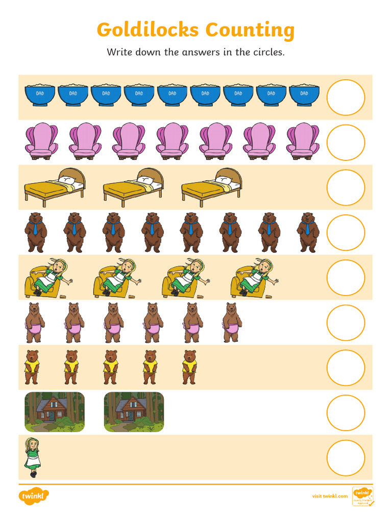 T T 7485 Goldilocks and The Three Bears Counting Sheet - Ver - 2 | PDF