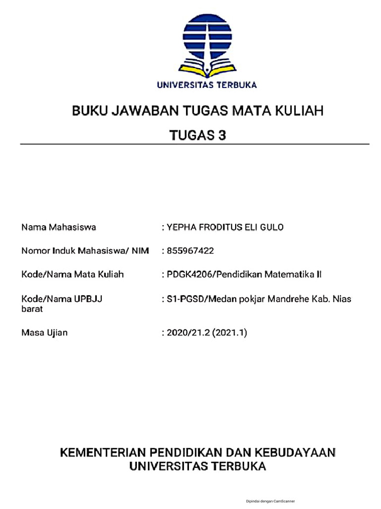 TT3 Matematika 2 Yepha Froditus Eli Gulo | PDF