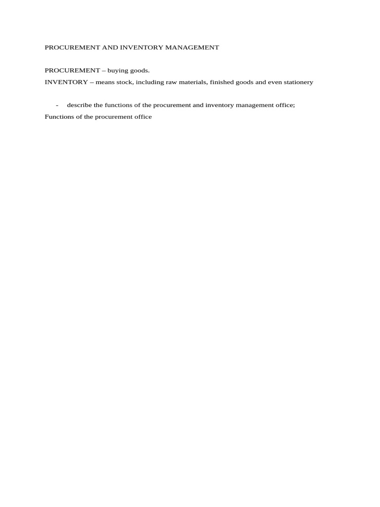 Procurement & Inventory Management Guide | PDF | Inventory | Procurement