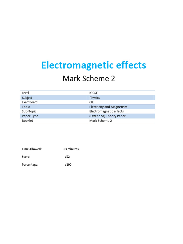 46.2 Electromagnetic Effects CIE IGCSE Physics Ext Theory Ms | PDF ...