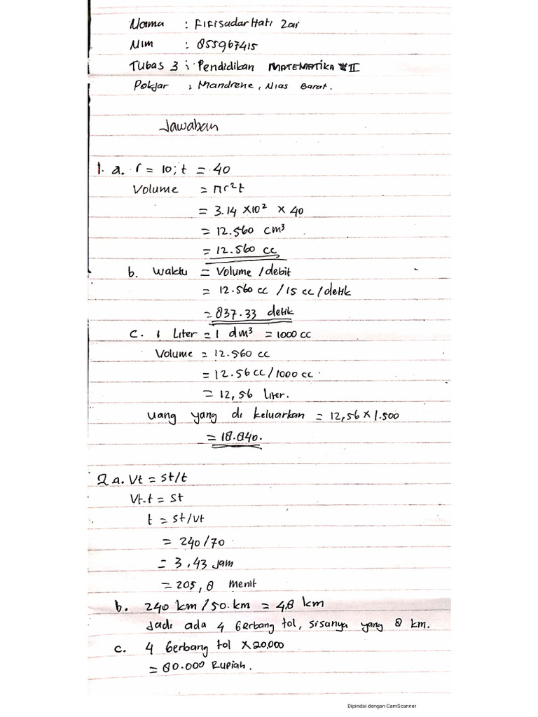 TT3 Matematika 2 Fifisadarhati Zai | PDF