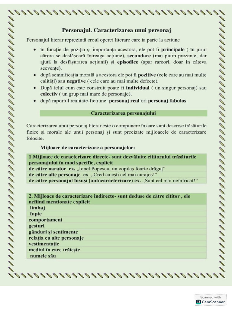 Caracterizare Teorie | PDF