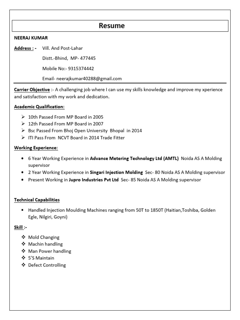 Neeraj Kumar Resume | PDF