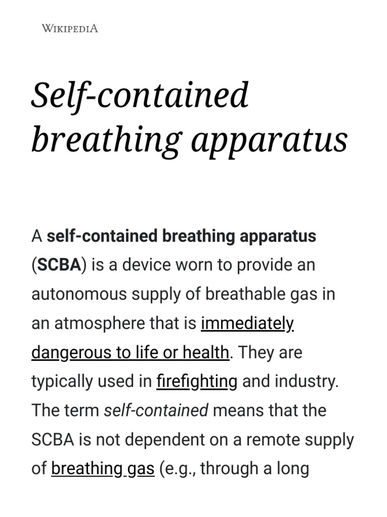 SCBA: Overview and Types Explained | PDF | Underwater Diving ...